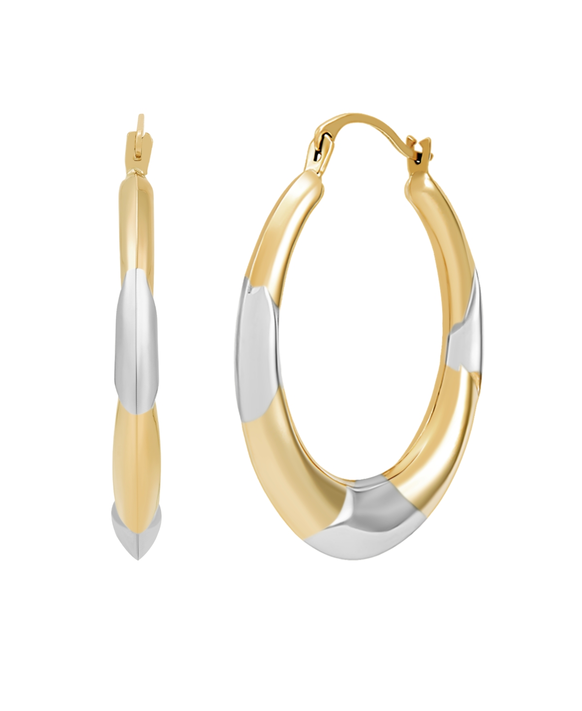 Click here for Macys Polished Round Back to Back Rhodium Hoop Ear... prices