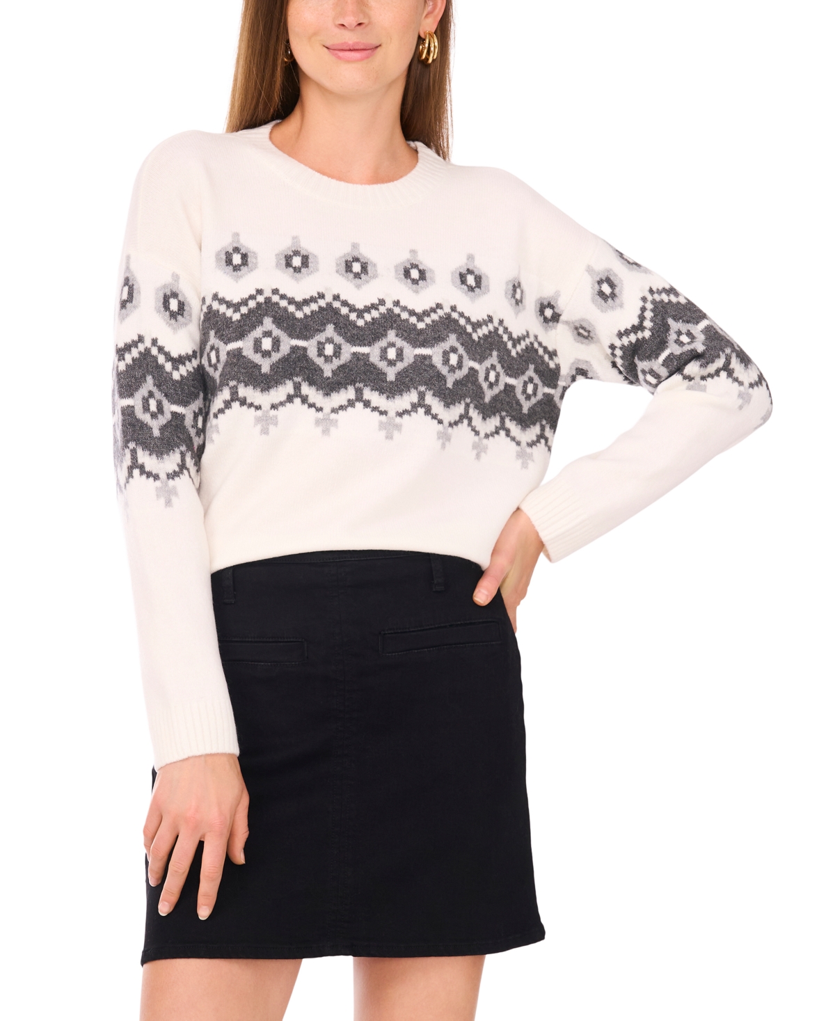 Click here for Vince Camuto Womens Fair Isle Crew Neck Sweater -... prices