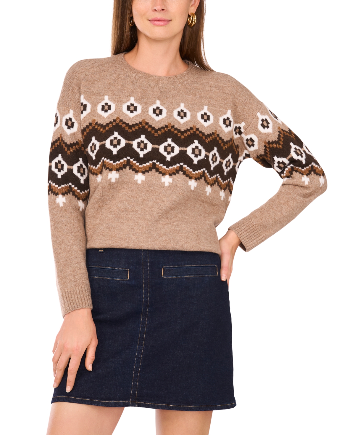 Click here for Vince Camuto Womens Fair Isle Crew Neck Sweater -... prices