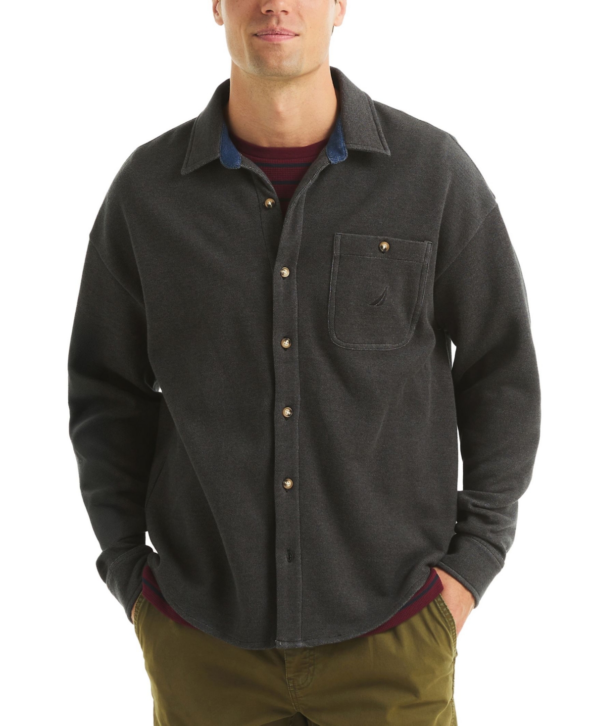 Click here for Nautica Mens Pique Double Knit Long Sleeves Shirt... prices