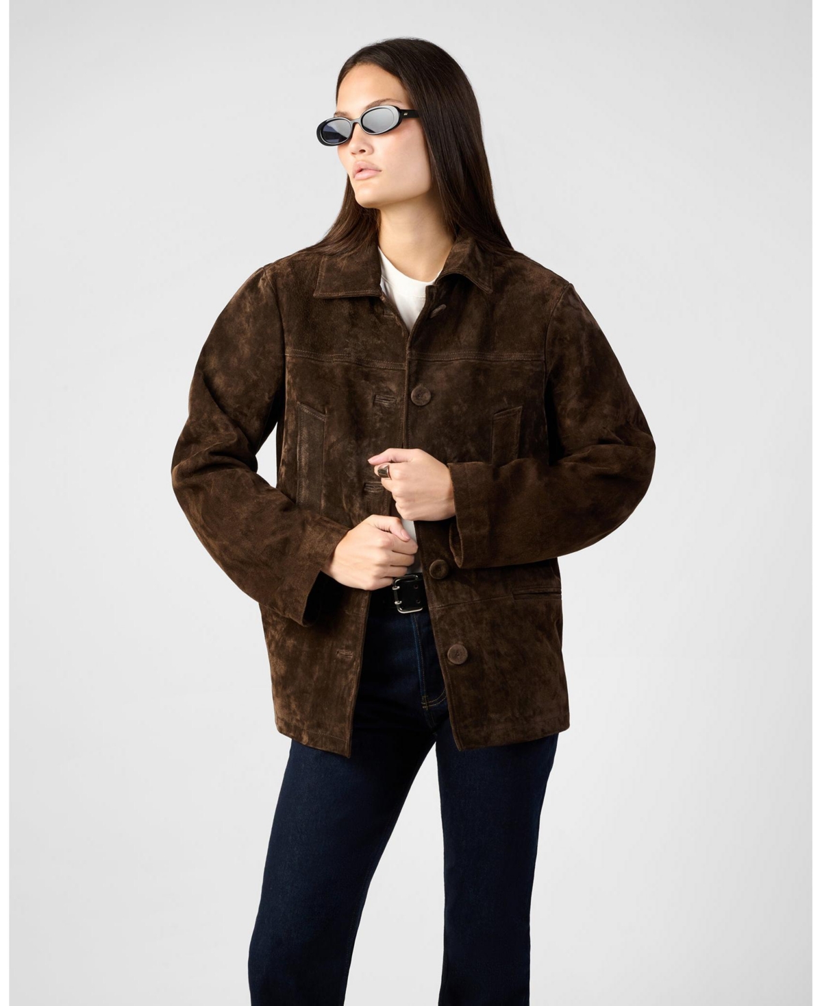 Click here for WeWoreWhat Womens Premium Suede Button Front Jacke... prices