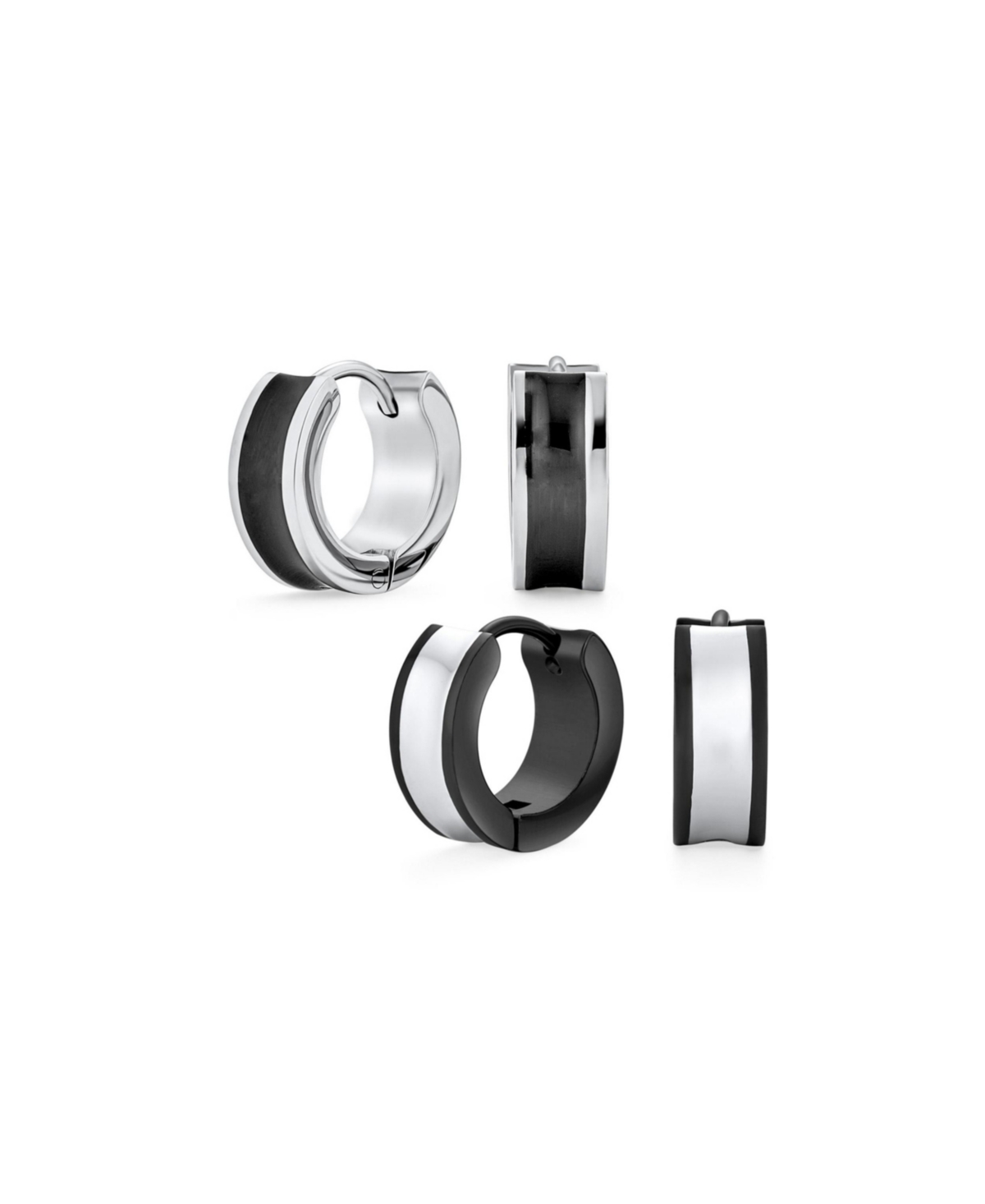 Click here for Bling Jewelry Set of 2 Two Tone Striped Black Enam... prices