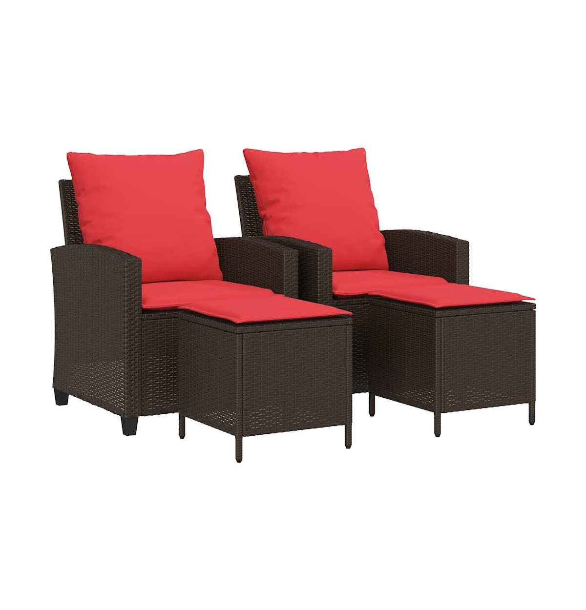 Click here for 4 Piece Patio Sofa Set with Cushions Brown Poly Ra... prices