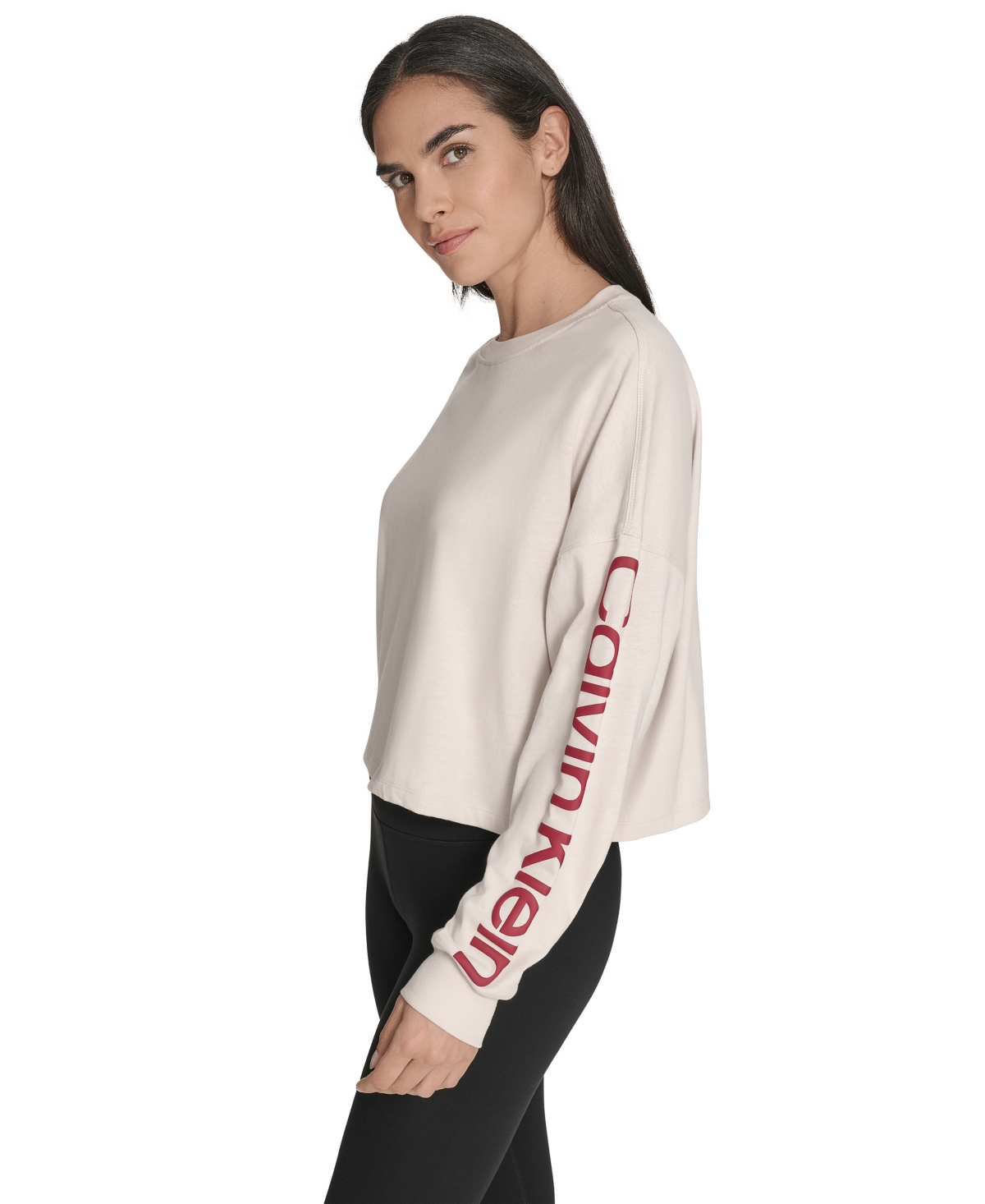 Click here for Calvin Klein Performance Womens Logo Cropped Long-... prices