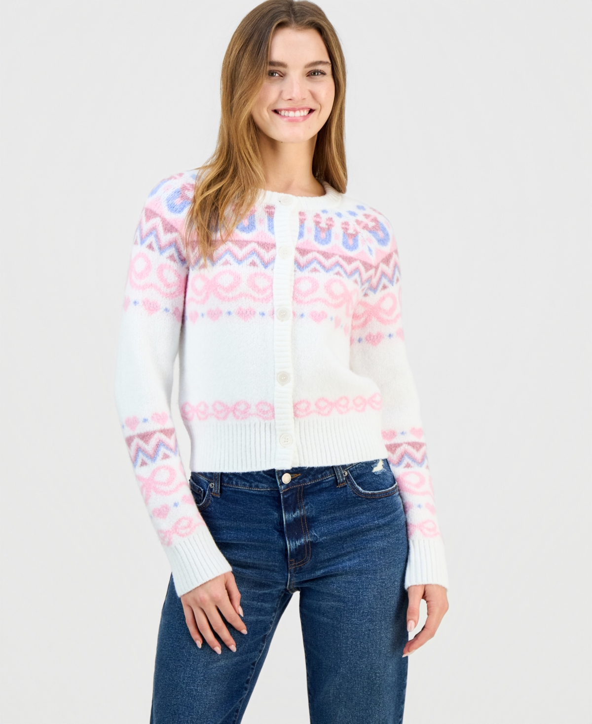 Click here for Planet Heart Juniors Bow Fair Isle Cardigan Sweate... prices