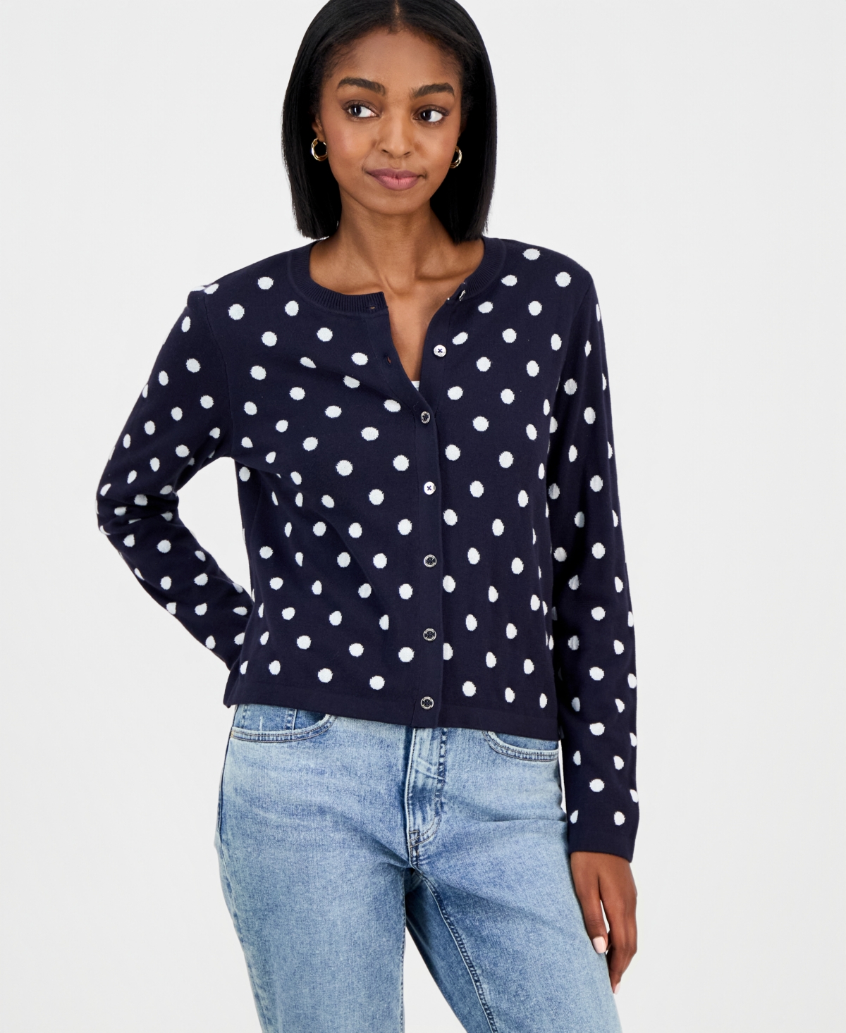 Click here for Nautica Jeans Womens Dot-Print Button-Front Cotton... prices