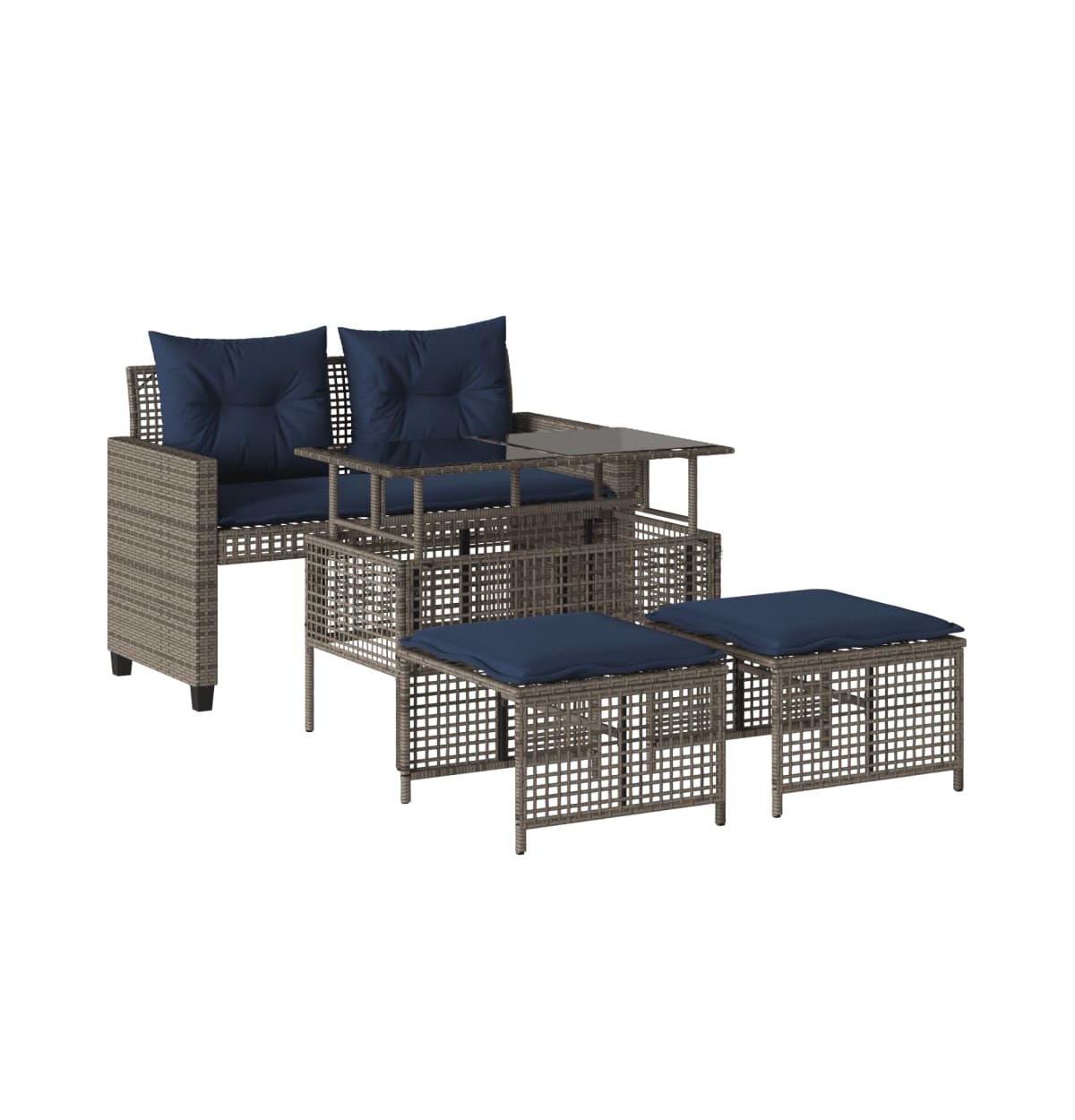 Click here for vidaXL 4 Piece Patio Sofa Set with Cushions Gray P... prices