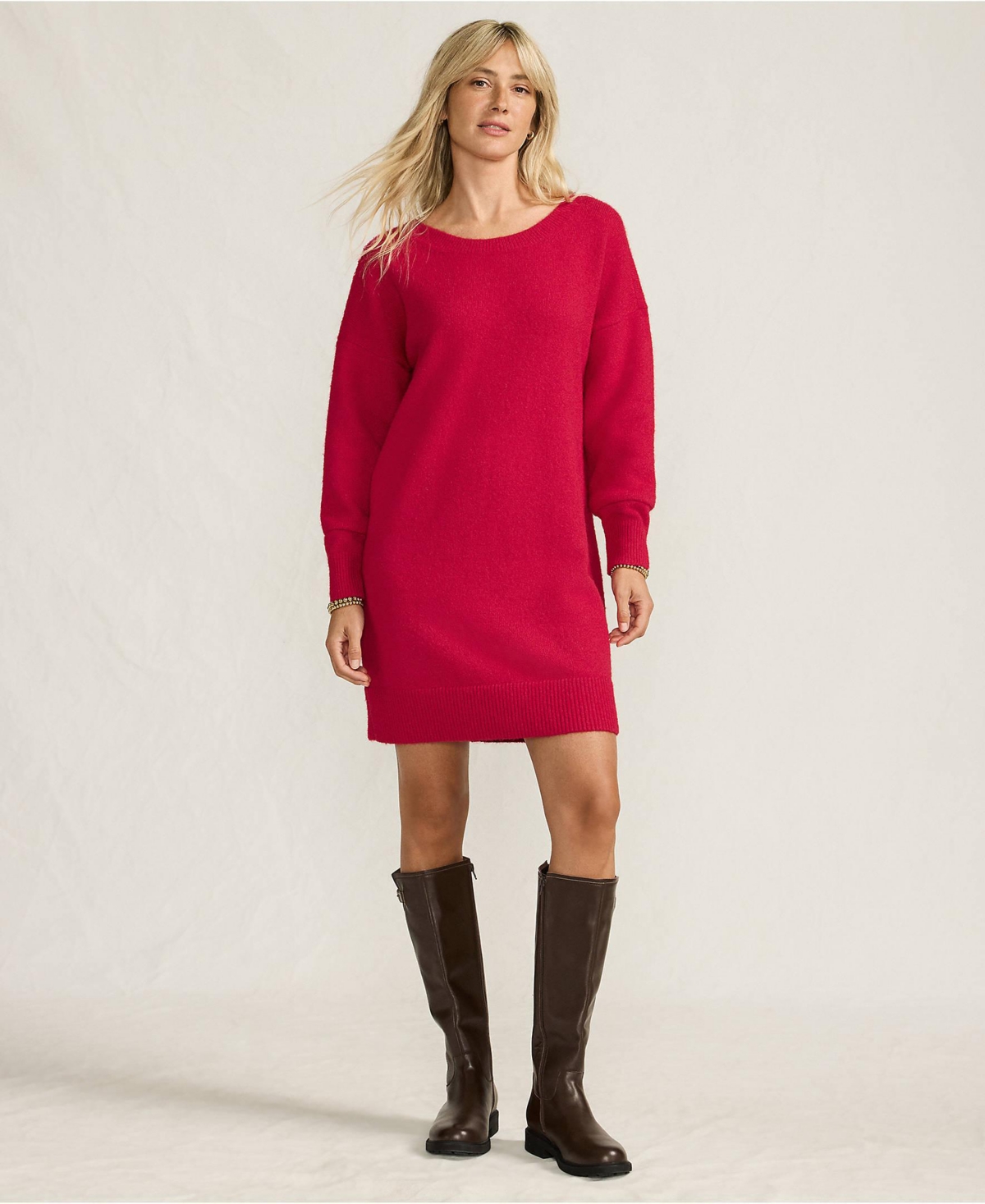 Click here for Lands End Womens Fuzzy Bow Back Mini Sweater Dress... prices