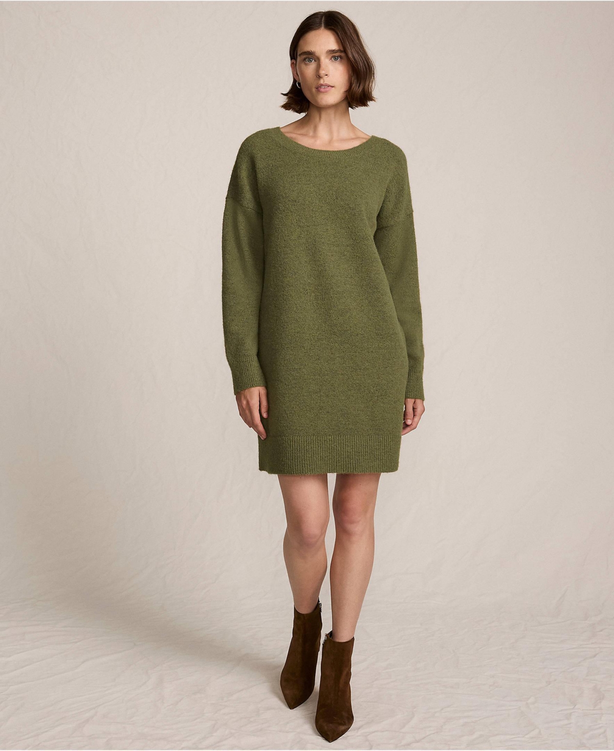Click here for Lands End Womens Fuzzy Bow Back Mini Sweater Dress... prices