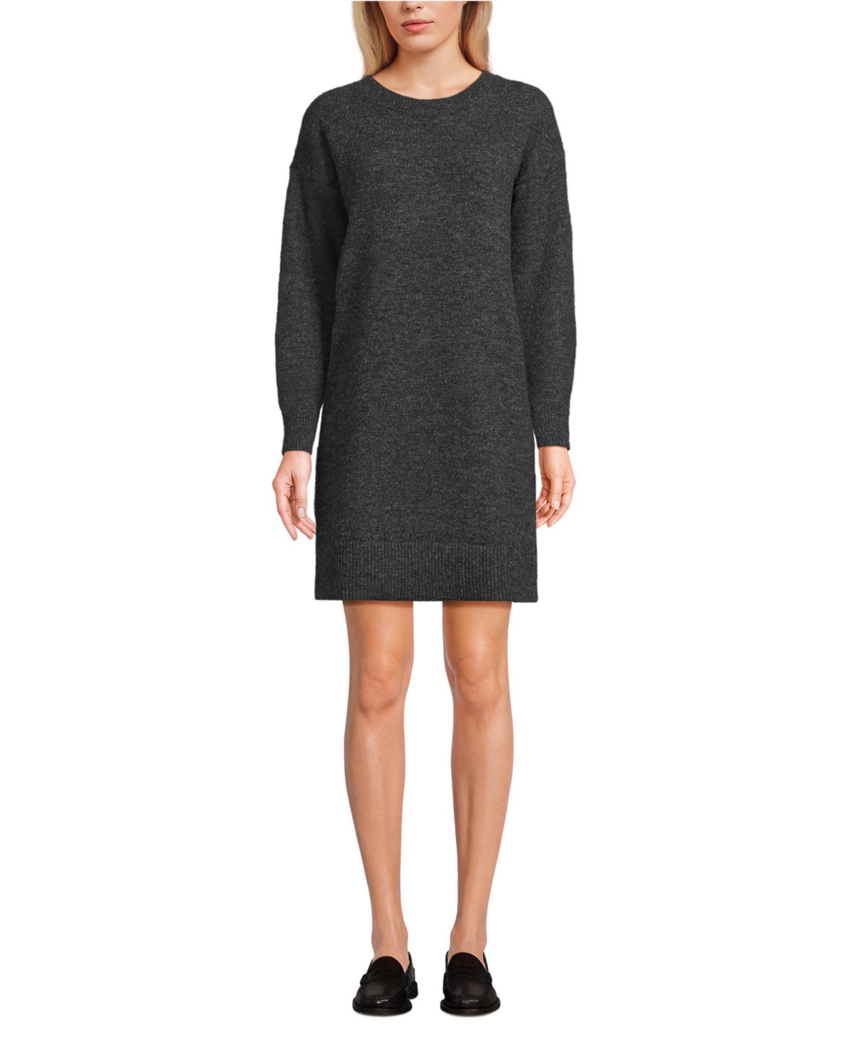 Click here for Lands End Womens Fuzzy Bow Back Mini Sweater Dress... prices