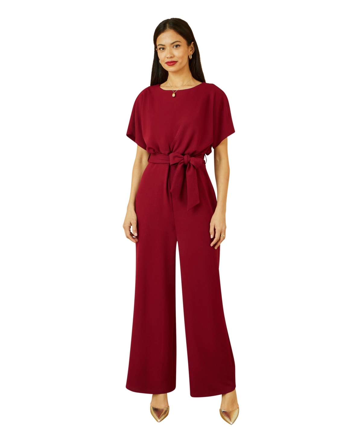 Click here for Yumi Womens Batwing Stretch Jumpsuit - Burgundy prices