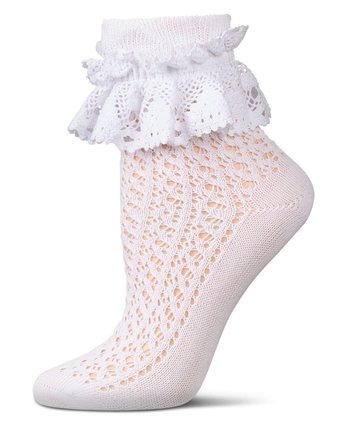 Click here for MeMoi Womens Whimsy Lace Anklet Socks - White prices