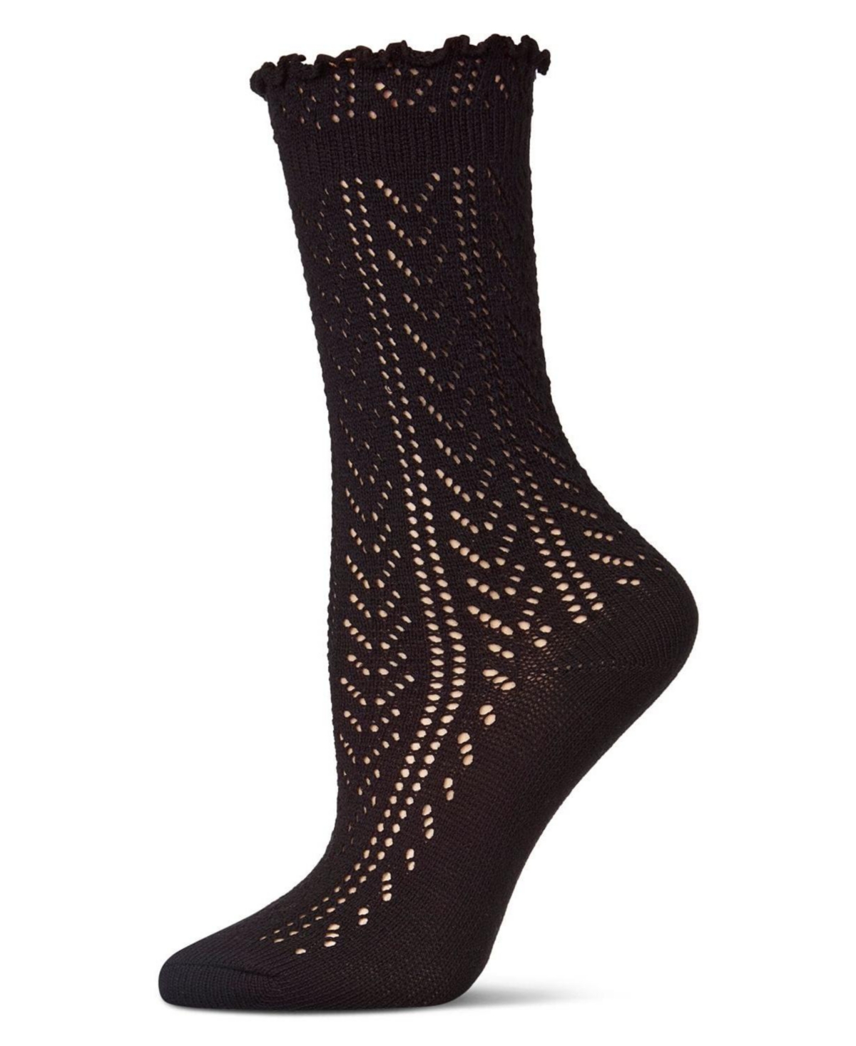 Click here for MeMoi Womens Ruffle Pointelle Crew Socks - Black prices