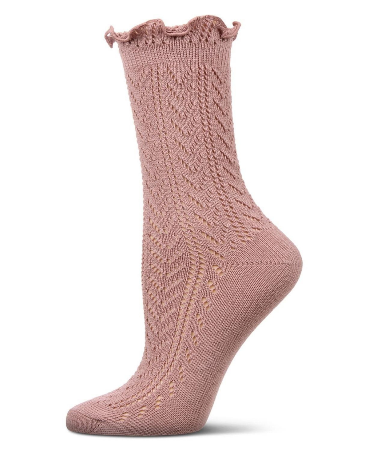 Click here for MeMoi Womens Ruffle Pointelle Crew Socks - Mauve prices