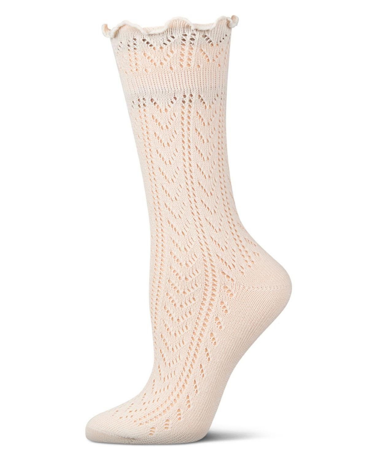 Click here for MeMoi Womens Ruffle Pointelle Crew Socks - Ivory prices