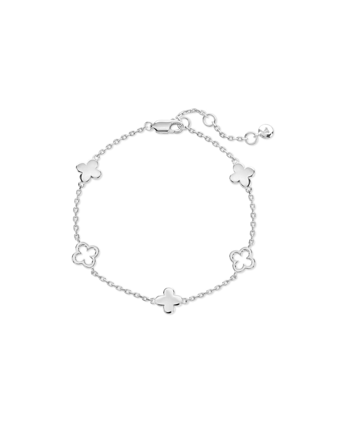 Click here for Devata Clover Chain Bracelet in Rhodium Plated Ste... prices