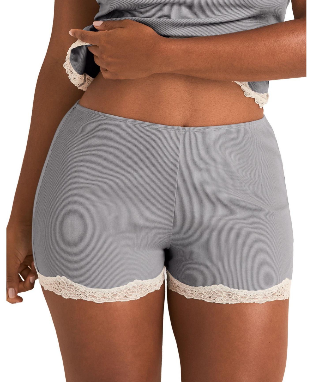 Click here for Adore Me Womens Rib Knit Biker Short - Medium grey prices