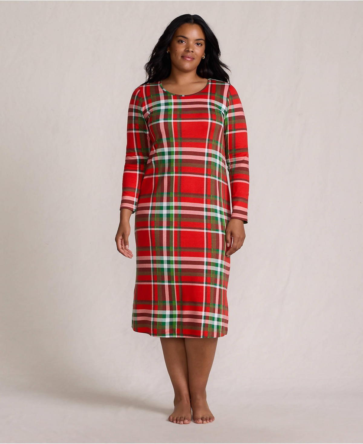 Click here for Lands End Plus Size Cotton Long Sleeve Midcalf Nig... prices