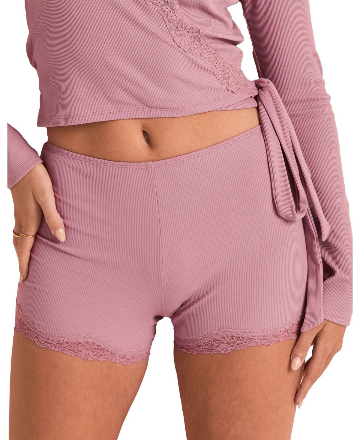Click here for Adore Me Womens Rib Knit Biker Short - Medium purp... prices