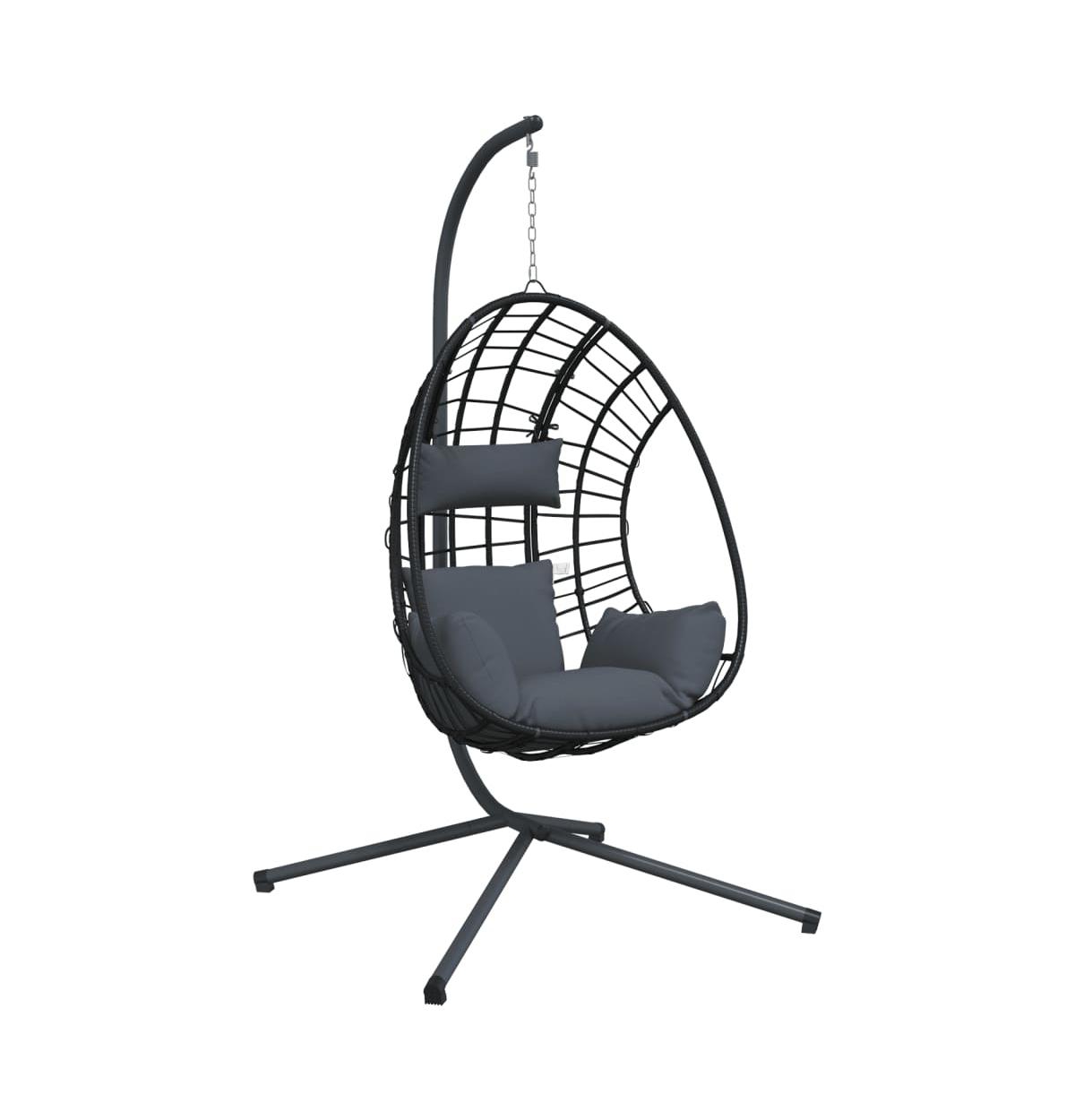 Click here for Hanging Egg Chair Anthracite Rattan Large Removabl... prices