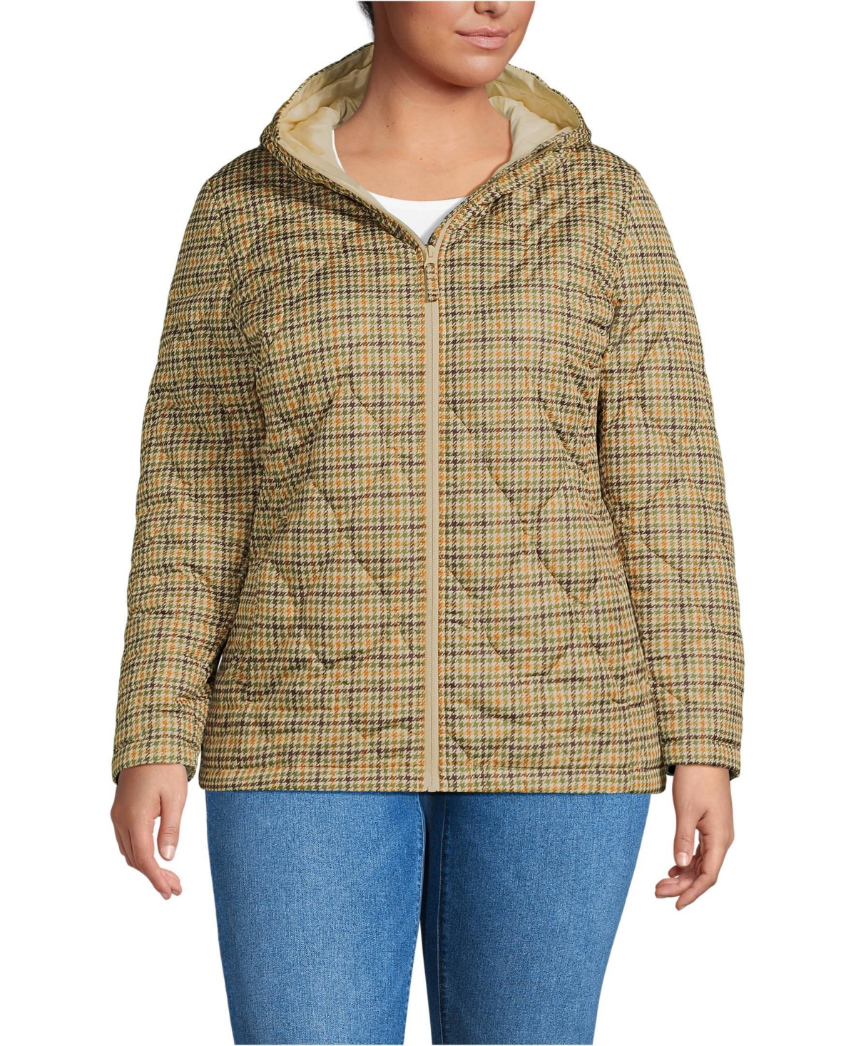 Click here for Lands End Plus Size Print FeatherFree Quilted Insu... prices