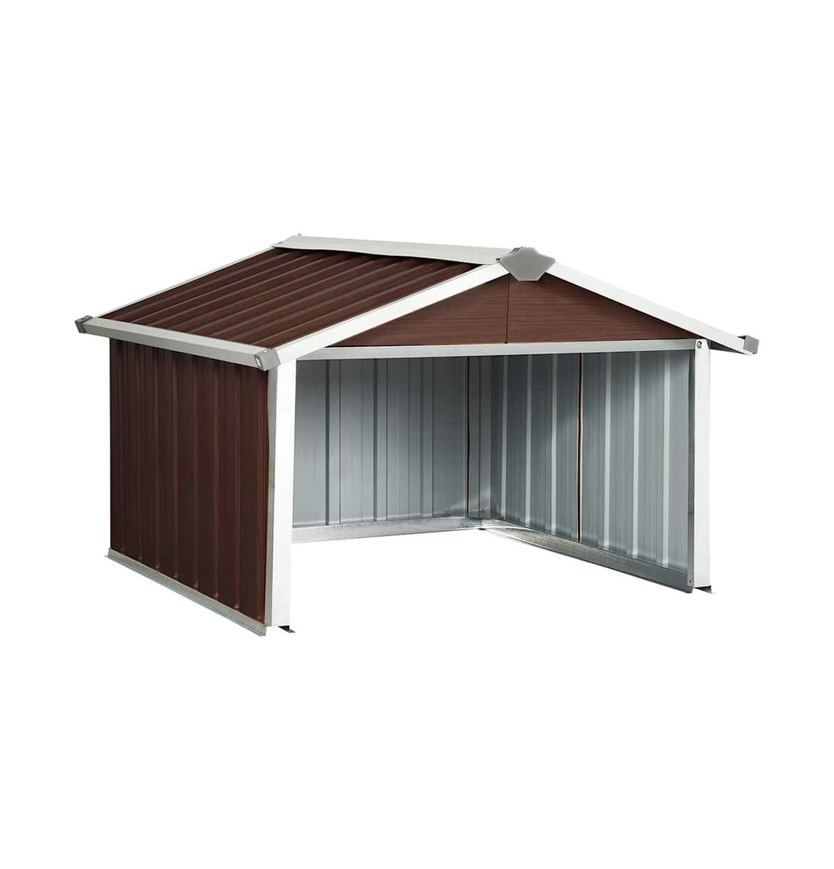 Click here for vidaXL Garden Shed Brown Galvanized Steel Medium D... prices