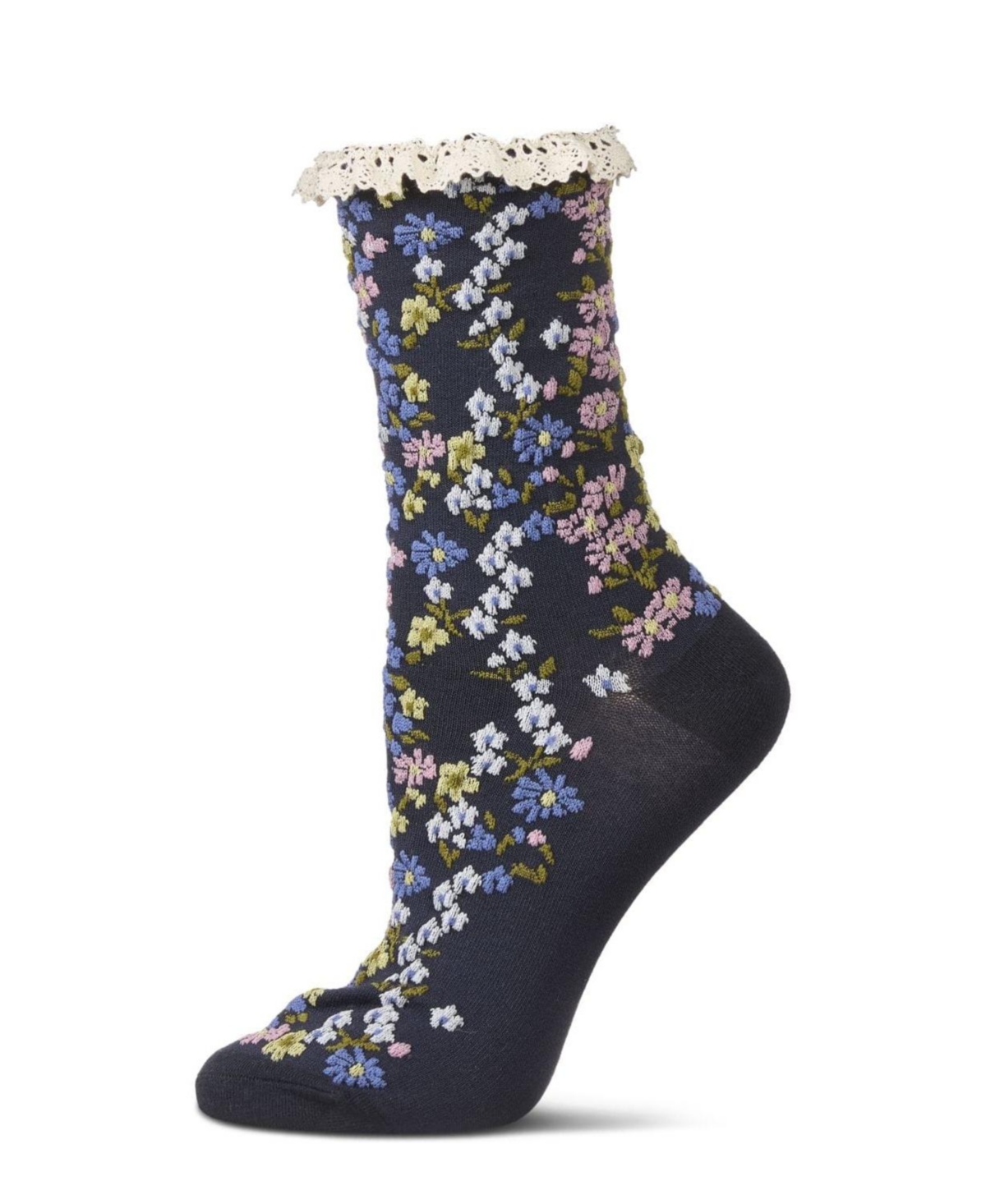 Click here for MeMoi Womens Liberty Floral Lace Cuff Crew Socks -... prices