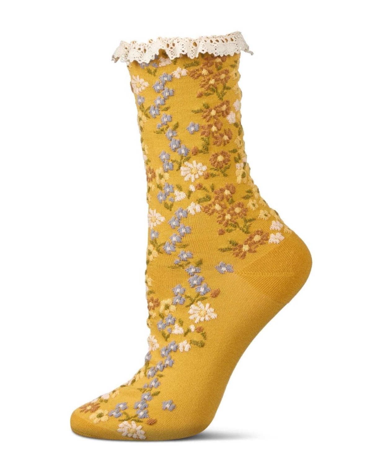 Click here for MeMoi Womens Liberty Floral Lace Cuff Crew Socks -... prices