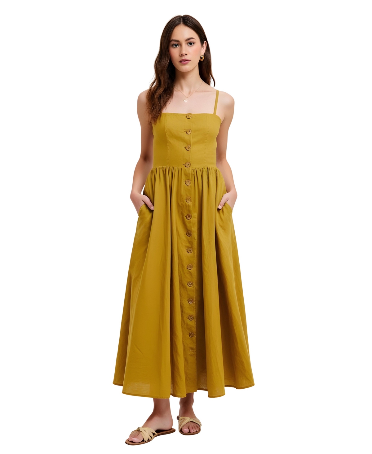 Click here for Modenaire Womens Button Front Spaghetti Straps Mid... prices