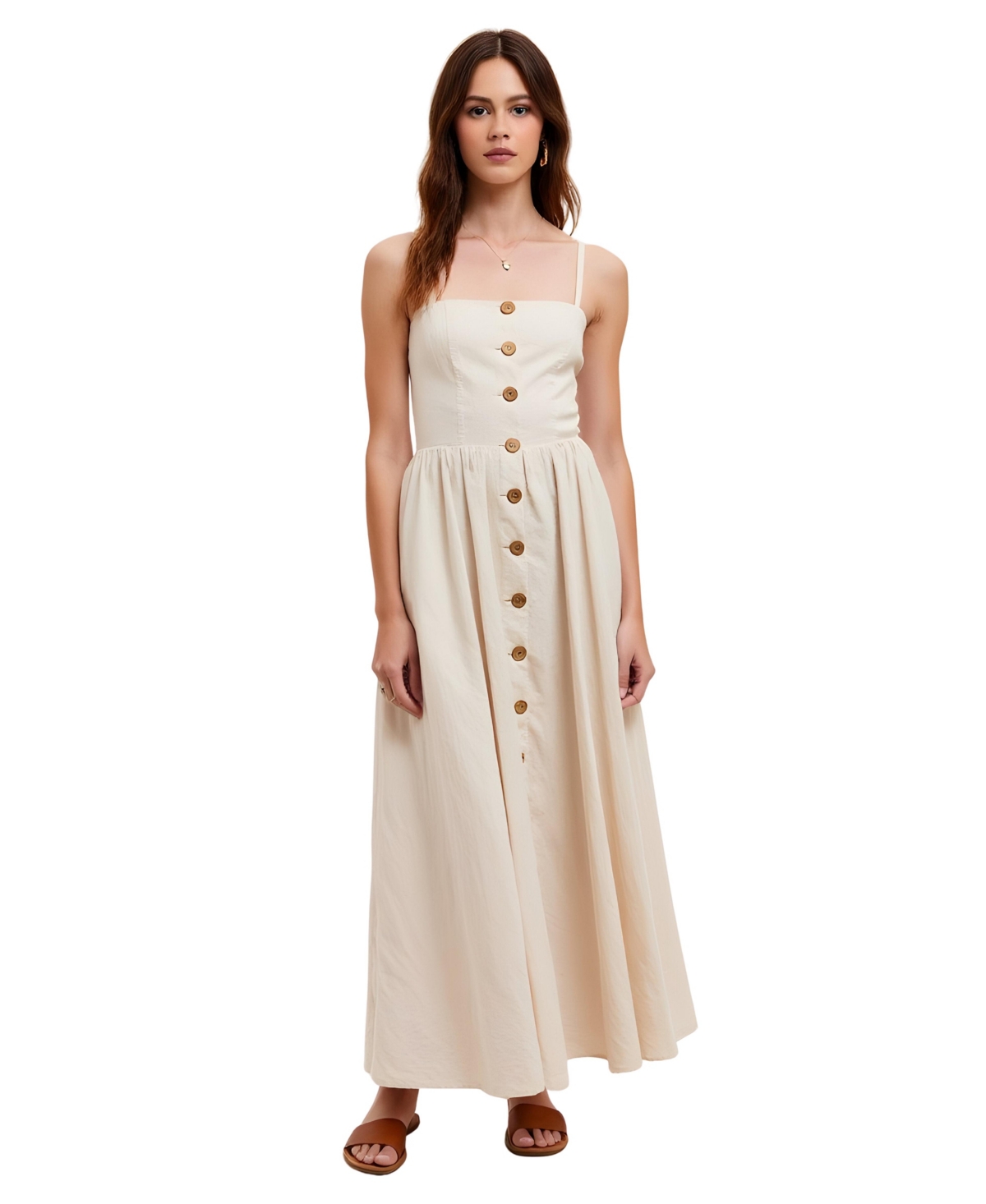 Click here for Modenaire Womens Button Front Spaghetti Straps Mid... prices