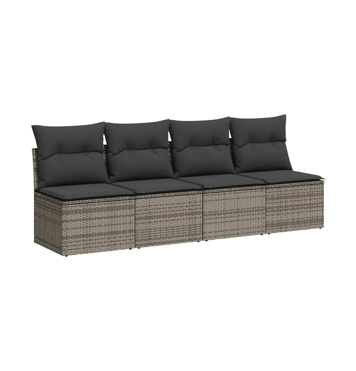 Click here for vidaXL Garden Sofa Grey Poly Rattan 4-seater Adjus... prices
