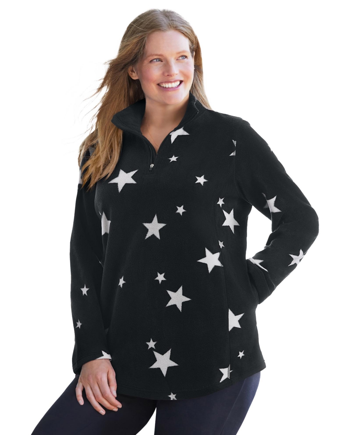 Click here for Woman Within Womens Within Microfleece Quarter-Zip... prices