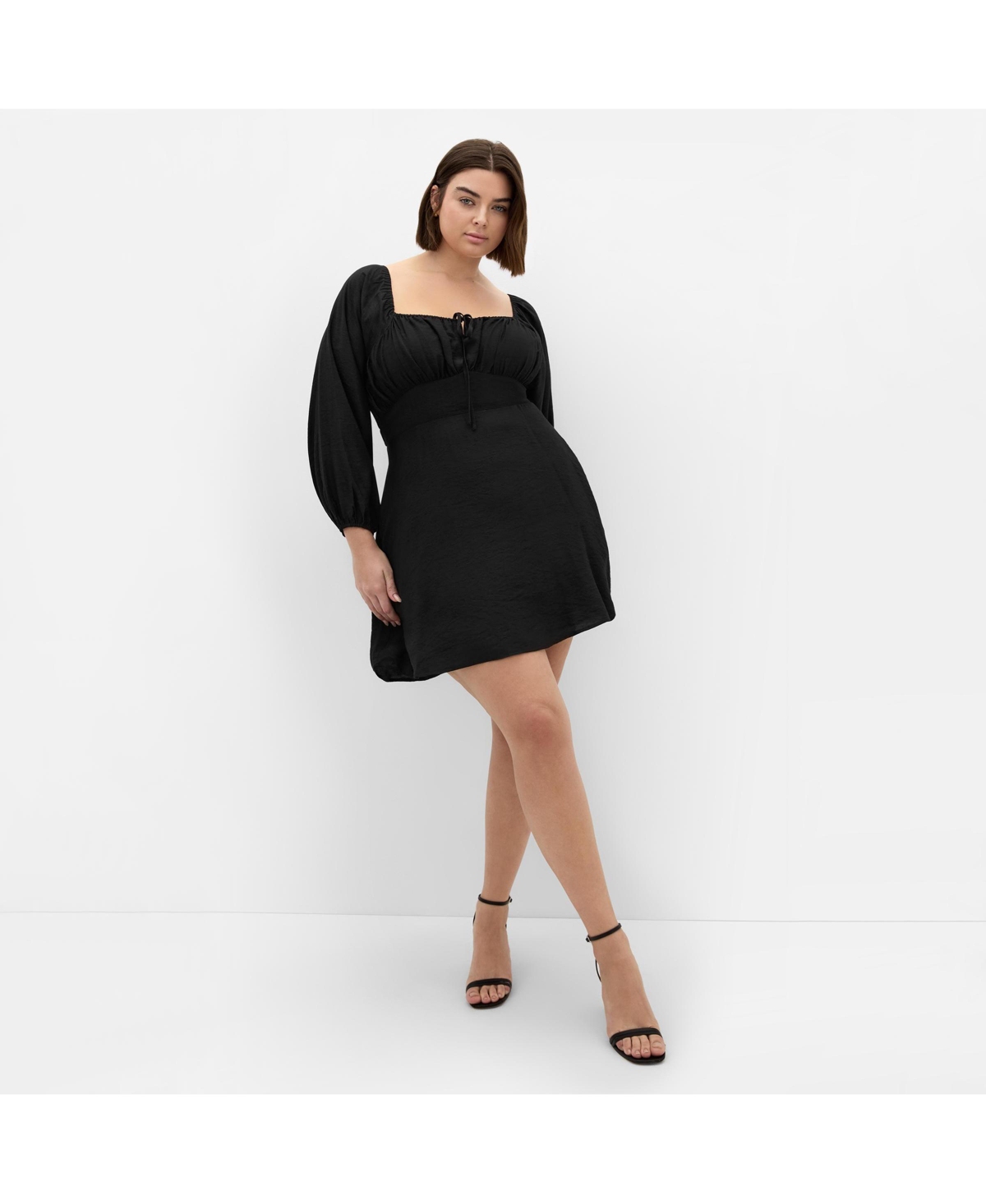 Click here for City Chic Womens Abbie Long Sleeve Mini Dress - Bl... prices