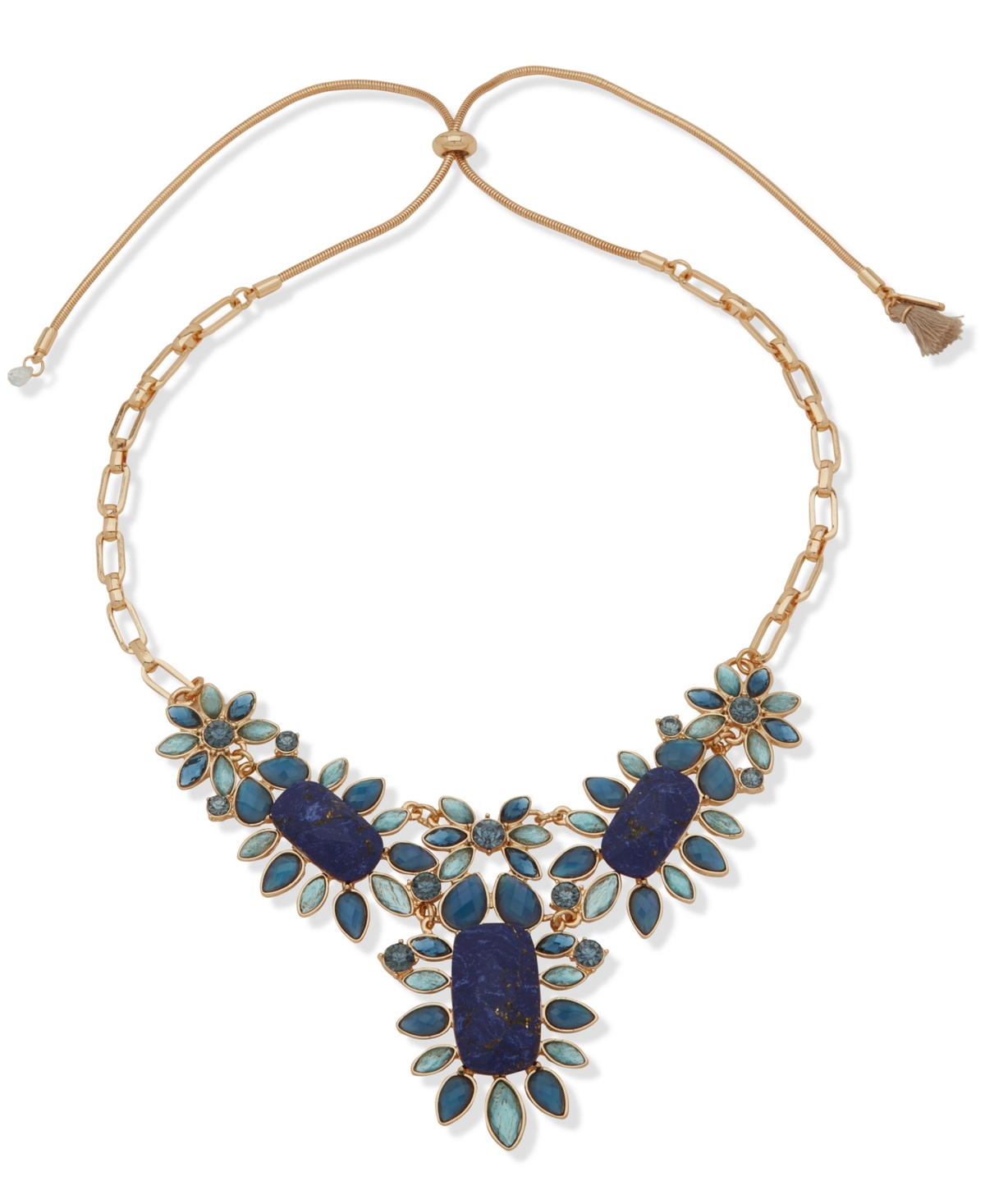 Click here for lonna & lilly Gold-Tone Blue Stone Cluster Frontal... prices