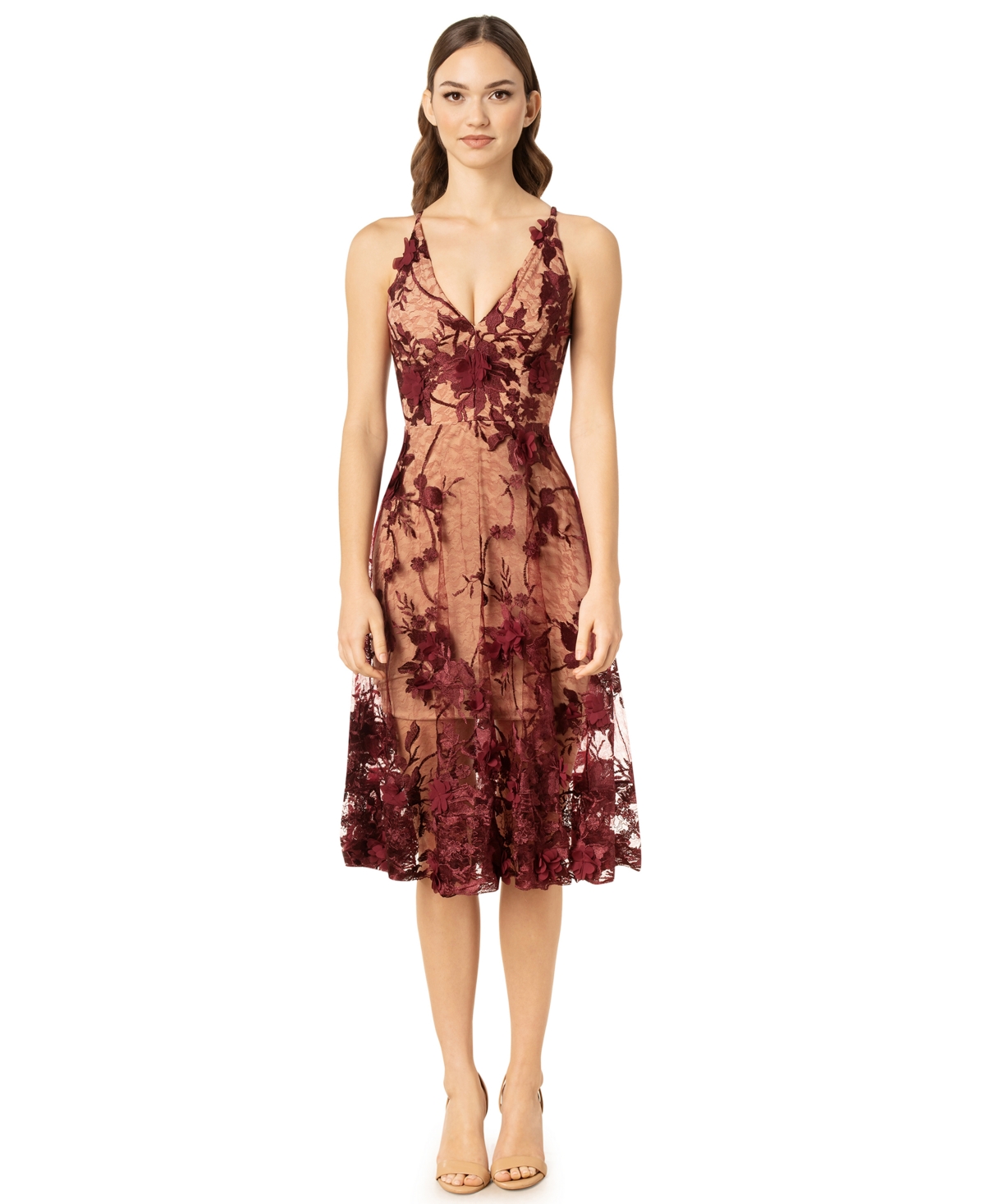 Click here for Dress the Population Audrey Floral Applique Lace D... prices