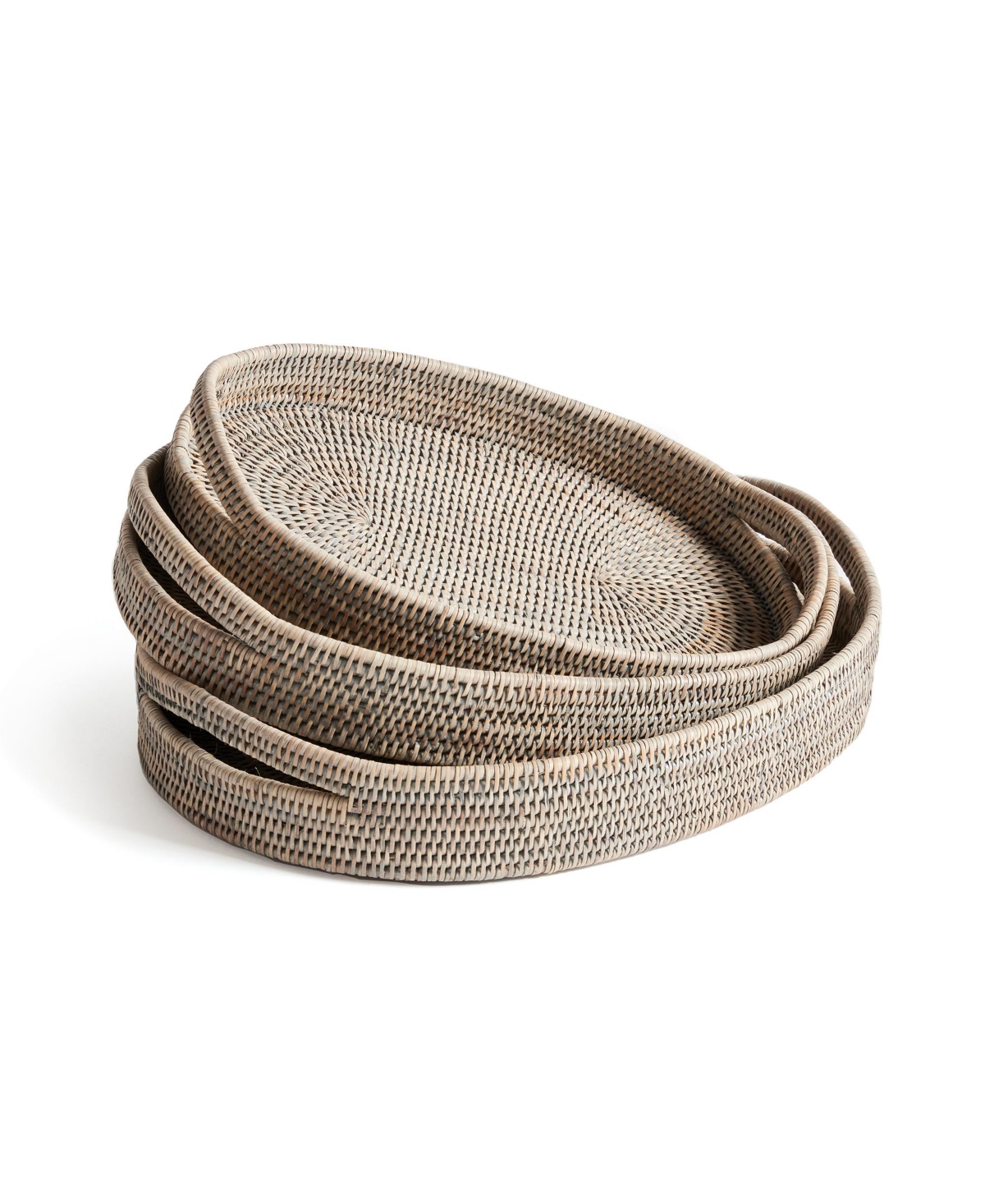 Click here for Burma Rattan Oval Serving Trays Set of 3 - Grey prices