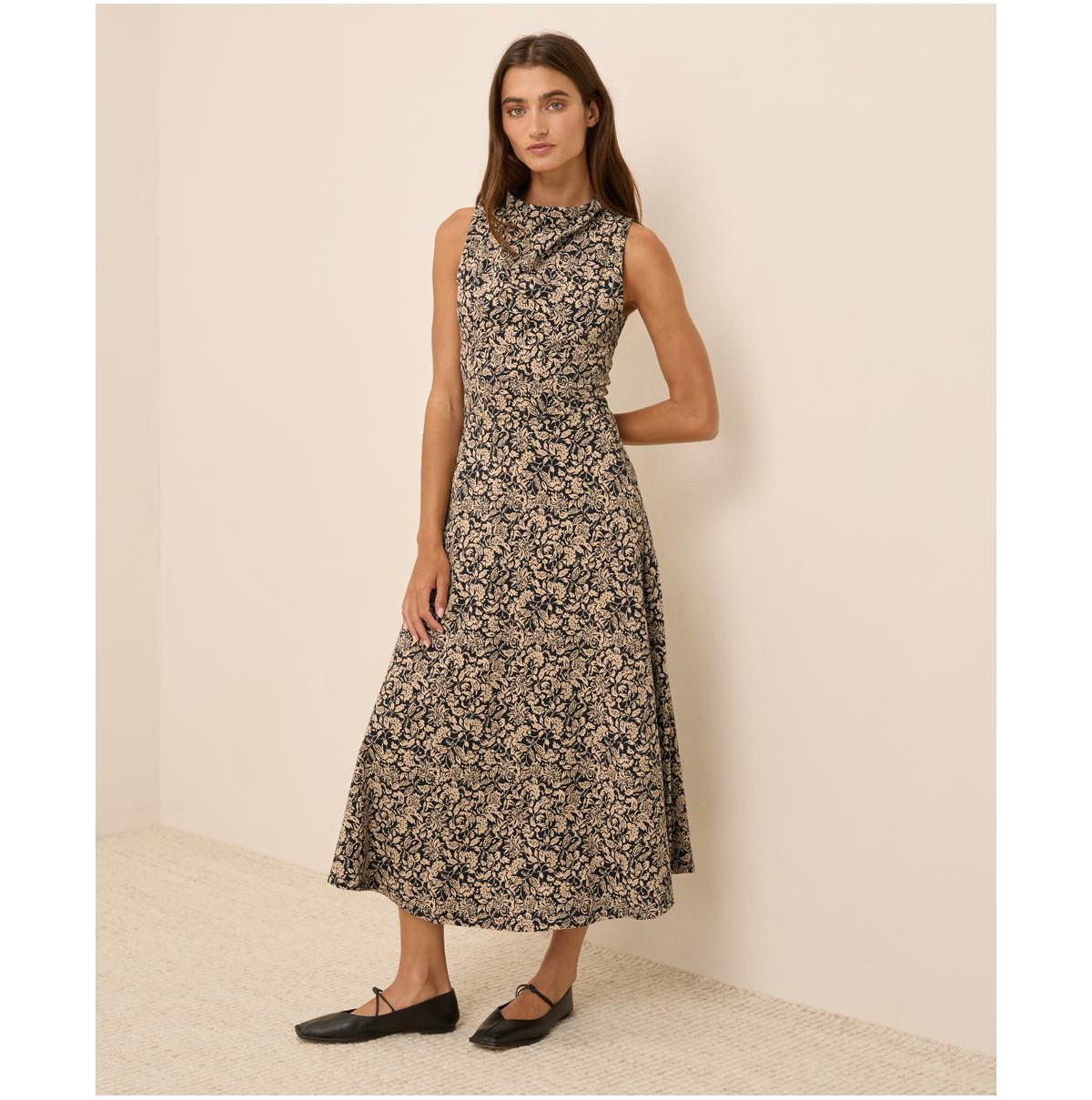 Click here for Pact Womens Fit & Flare Cowl Neck Dress - Paisley... prices