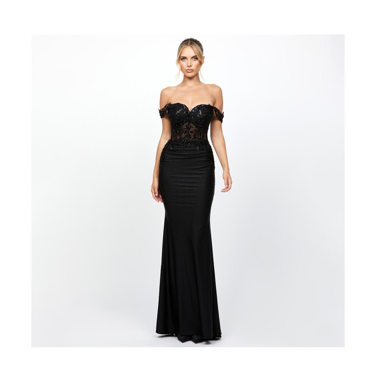Click here for Bariano Womens Maryam Off Shoulder Gown - Black prices