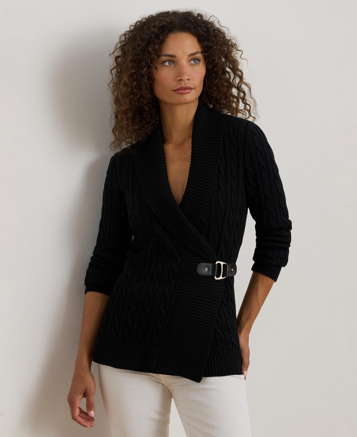 Click here for Lauren Ralph Lauren Womens Buckled Cotton Sweater... prices