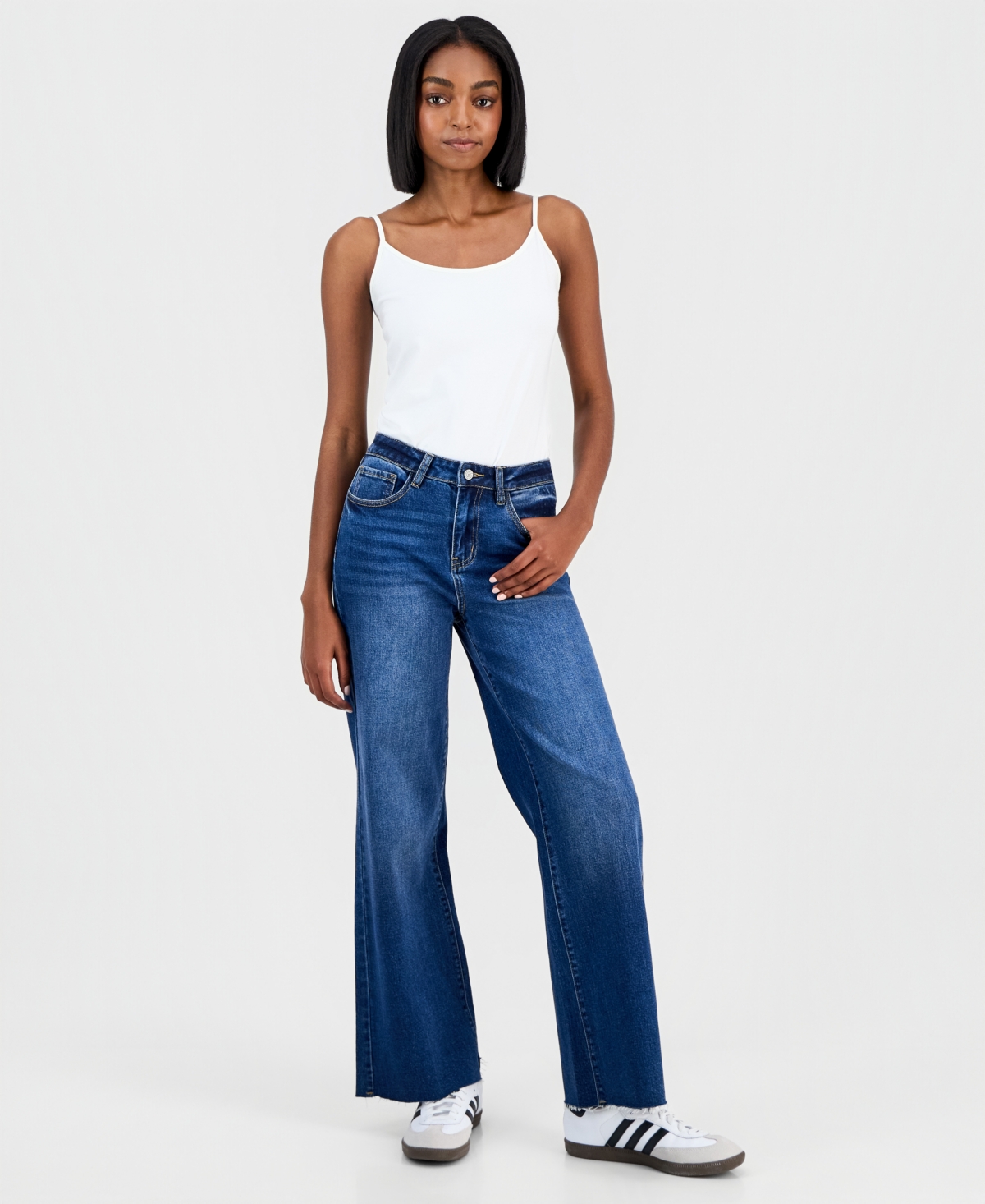 Click here for Indigo Rein Juniors High-Rise Curvy-Fit Wide-Leg J... prices