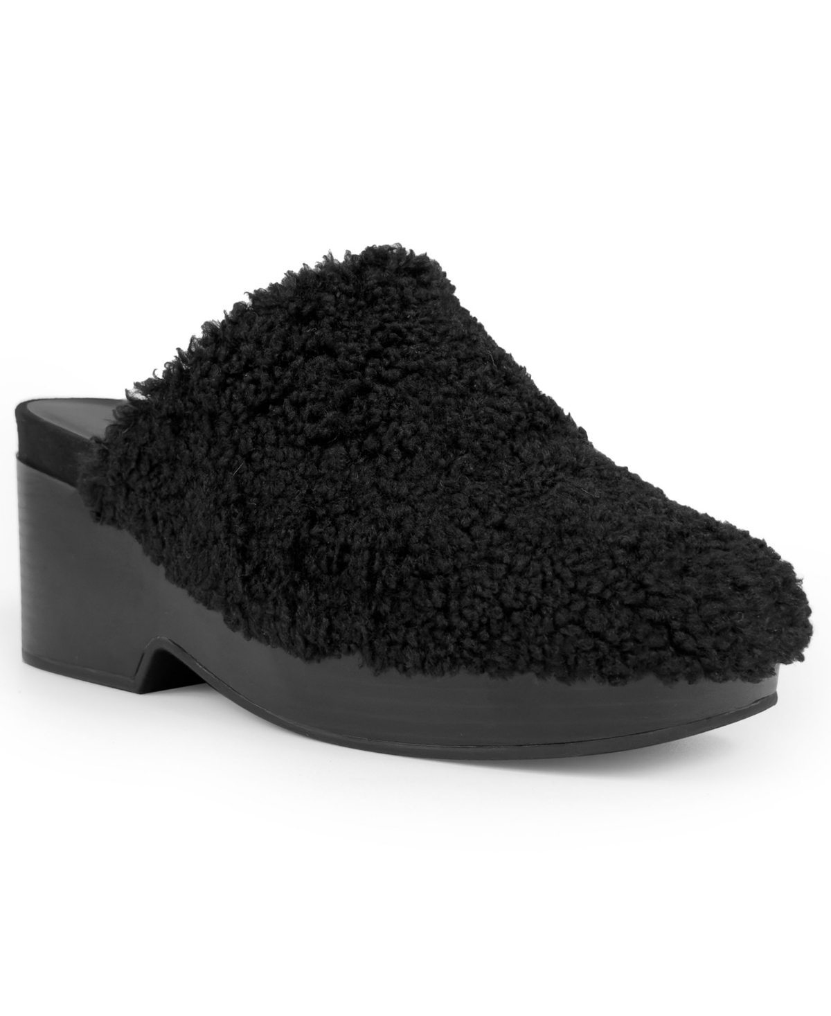 Click here for Aerosoles Womens Chata Shearling Clog - Black Faux... prices