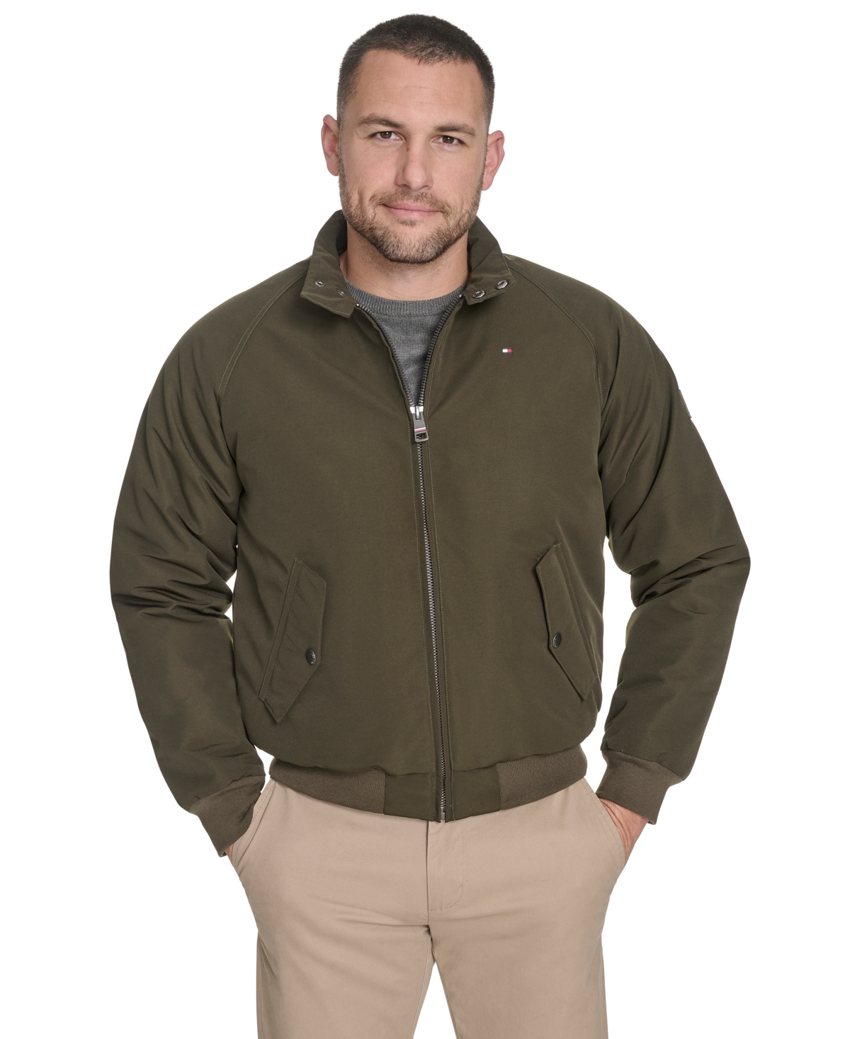 Click here for Tommy Hilfiger Mens Logo Detail Bomber Jacket - Ol... prices