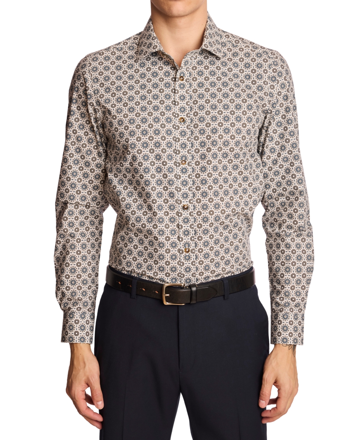 Click here for Paisley & Gray Mens Samuel Spread Collar Patterned... prices