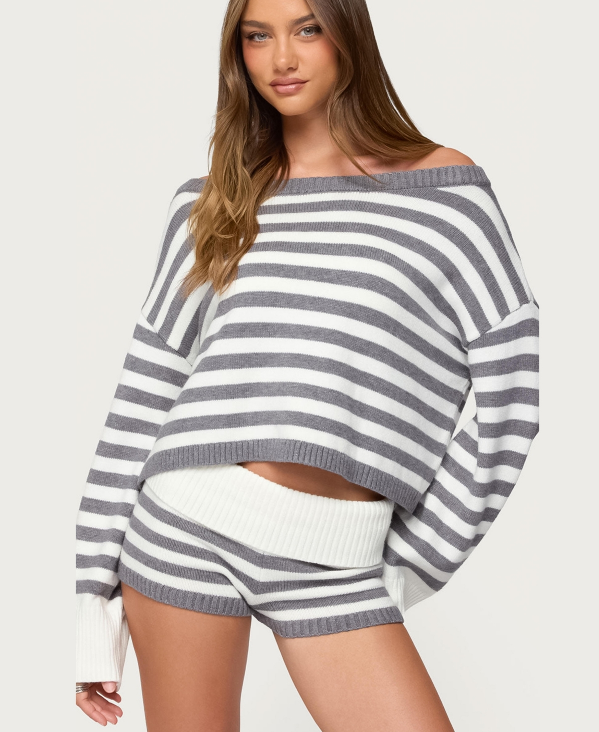 Click here for Edikted Womens Saphi Striped Oversized Knit Sweate... prices