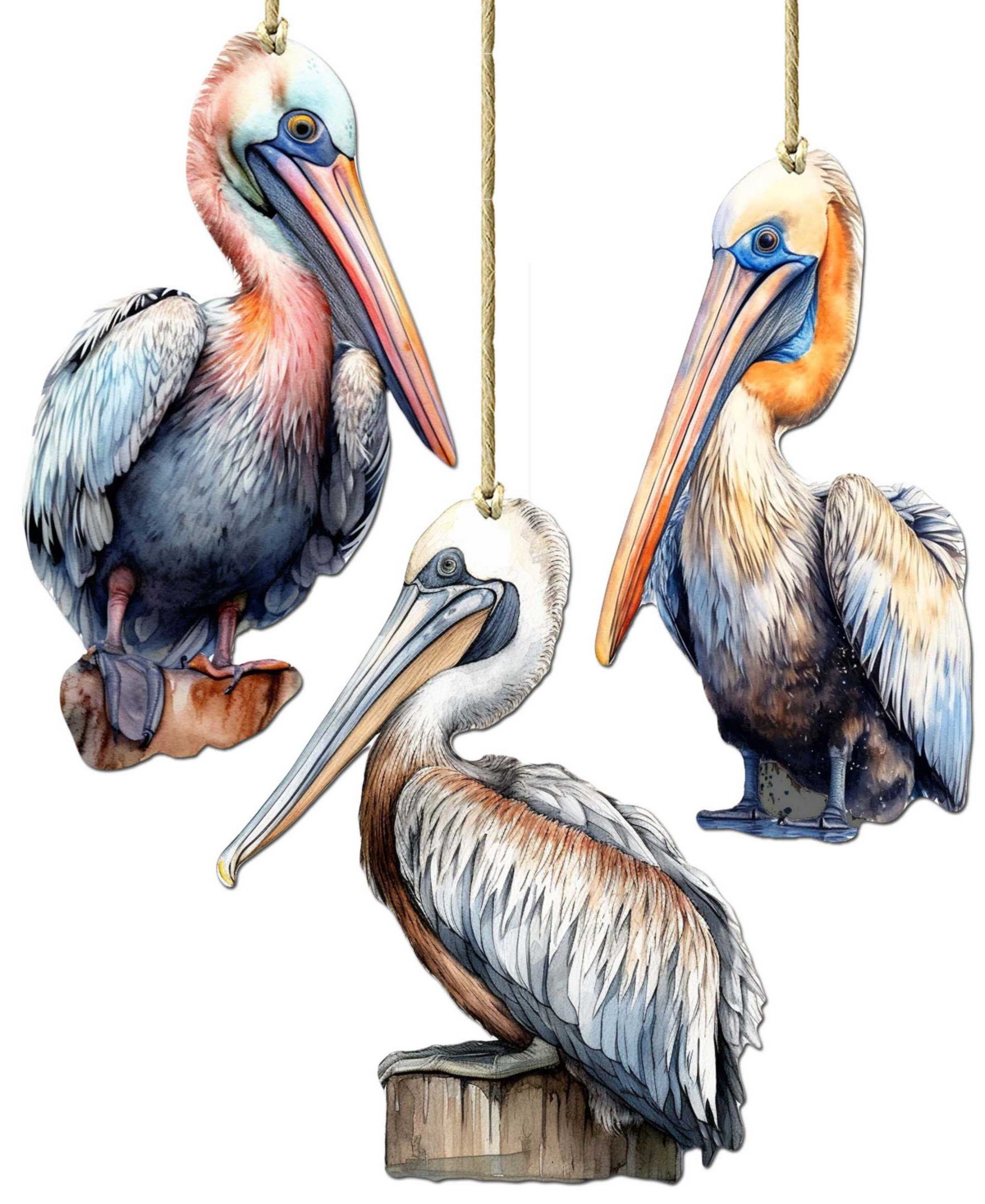 Click here for Designocracy Pelicans Christmas Wooden Ornaments... prices
