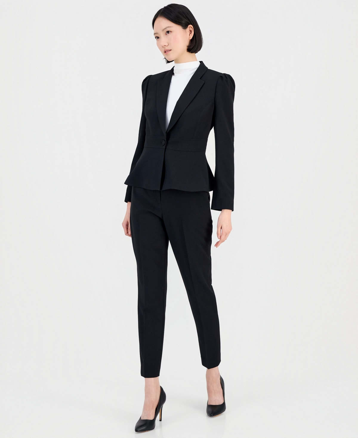 Click here for Tahari Asl Belted Wrap Pant Suit Set - Black prices