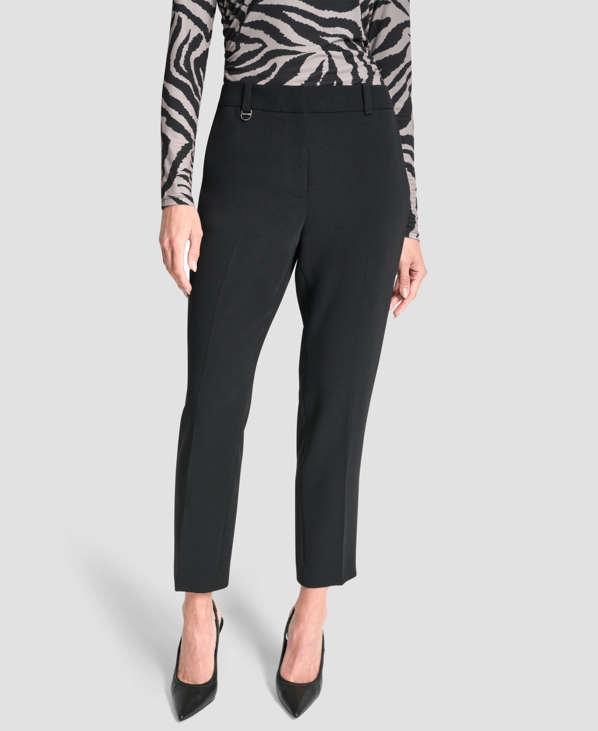 Click here for Dkny Womens Essex Ankle Leg Mid Rise Pants - Black prices