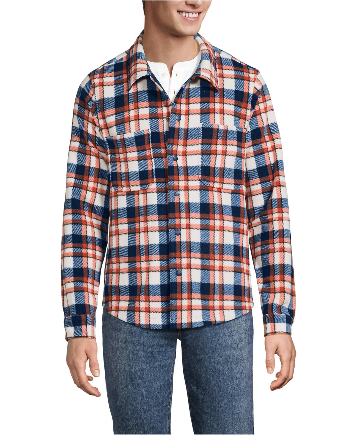 Click here for Lands End Mens Anyweather Fleece Shirt Jacket - Na... prices