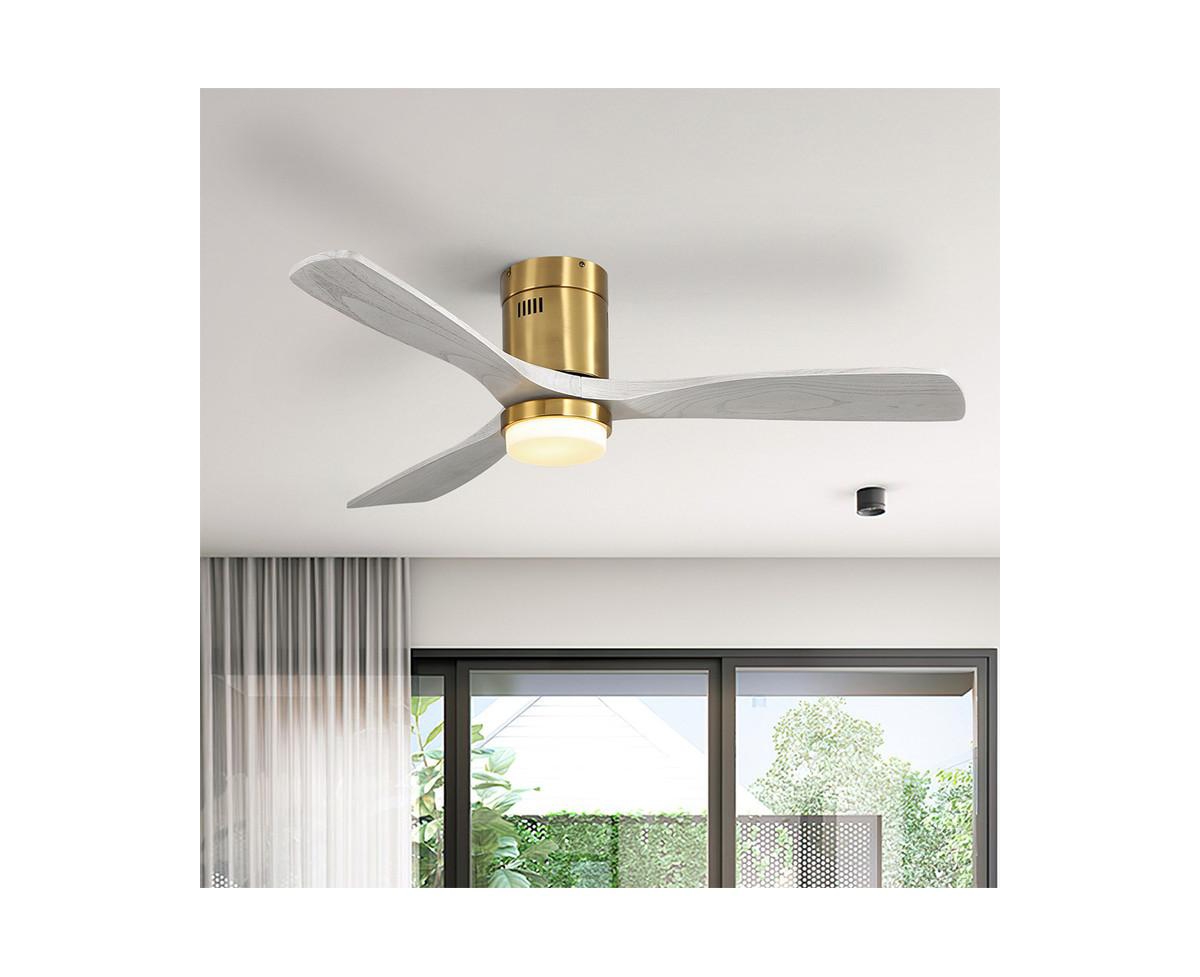 Click here for 52-inch Modern Golden 3 Solid Wood Blades Flush Mo... prices