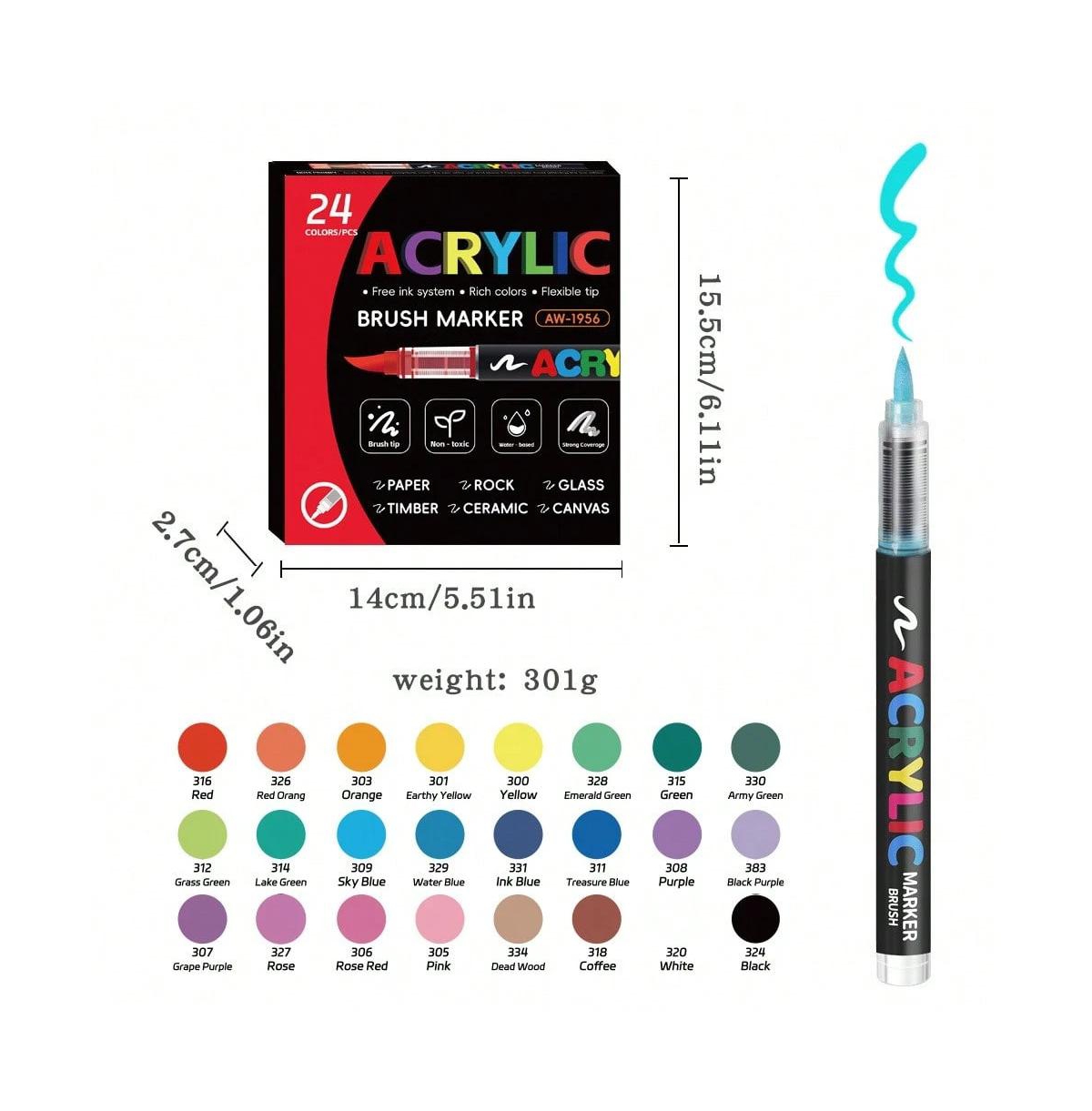 Click here for Htutwoo 24 Vivid Colors  Acrylic Paint Markers Bru... prices